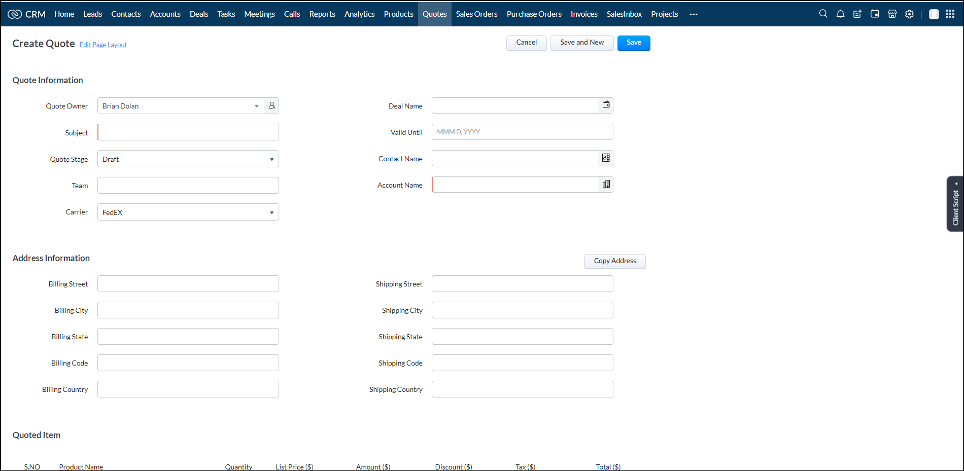 Client Script in Zoho CRM - Tactick